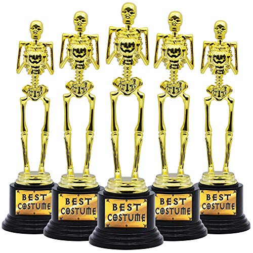 JOYIN 5 Halloween Best Costume Skeleton Trophy for Halloween Skull Party Favor Prizes, Gold Bones Game Awards, Costume Contest Event Trophy, School Classroom Rewards, Treats for Kids, Goodie Bag Fillers