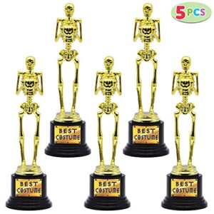 JOYIN 5 Halloween Best Costume Skeleton Trophy for Halloween Skull Party Favor Prizes, Gold Bones Game Awards, Costume Contest Event Trophy, School Classroom Rewards, Treats for Kids, Goodie Bag Fillers