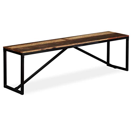 vidaXL Dining Room Bench - Casual Seating - Modern Industrial-Style Indoor Bench Entryway Hallway Table Benches, 63"x13.8"x17.7", Metal Frame, for Kitchen, Dining Room, Living Room