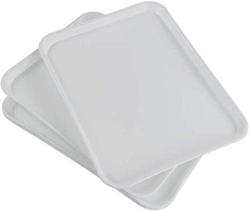 Inhouse White Plastic Serving Tray-Rectangular, 17.2"X13.5"X0.9" (4 Packs)