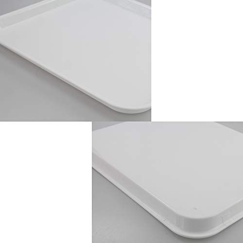 Inhouse White Plastic Serving Tray-Rectangular, 17.2"X13.5"X0.9" (4 Packs)