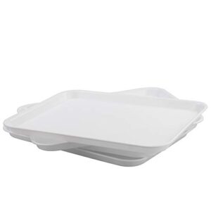 Inhouse White Plastic Serving Tray-Rectangular, 17.2"X13.5"X0.9" (4 Packs)