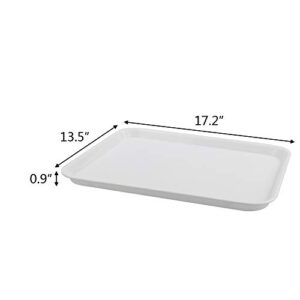 Inhouse White Plastic Serving Tray-Rectangular, 17.2"X13.5"X0.9" (4 Packs)