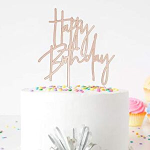 Happy Birthday Cake Topper, Acrylic Birthday Party Decorations Celebrations, Mirror Rose Gold