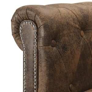 vidaXL Modern Contemporary Button Tufted L-Shaped Chesterfield Sofa Modern Faux Leather Corner Sofa, Lounge Couch, Chaise for Home Office Brown