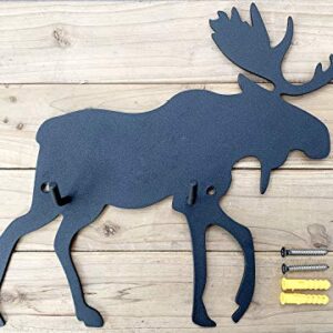 ABLinox Moose Hooks for Hanging, Bath Towel Hooks, Rustic Hooks, Black Metal Country Farmhouse Décor