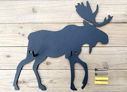 ABLinox Moose Hooks for Hanging, Bath Towel Hooks, Rustic Hooks, Black Metal Country Farmhouse Décor