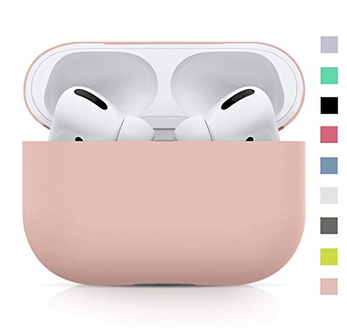 Airpods Pro Case Cover,AirPods Pro Case Protection No Keychain,Silicon Ultra-Thin Soft Cover Skin Compatible with Airpods Pro(Pink)