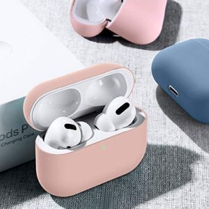 Airpods Pro Case Cover,AirPods Pro Case Protection No Keychain,Silicon Ultra-Thin Soft Cover Skin Compatible with Airpods Pro(Pink)