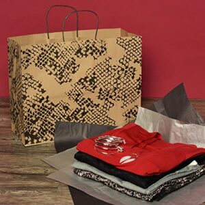 Brown Paper Gift Bags - 16x6x12 Inch 50 Pack Brown Animal Print Large Bags with Handles, Cheetah, Zebra, Leopard, for Shopping, Small Business, Retail Stores, Boutiques, Merchandise, Parties, Events