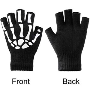 Cooraby Halloween Skeleton Gloves Glow in The Dark Knitted Mechanic Gloves