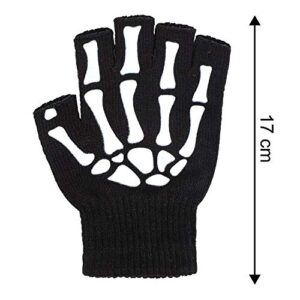 Cooraby Halloween Skeleton Gloves Glow in The Dark Knitted Mechanic Gloves