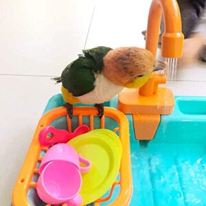 Yoruii Parrot Bath Tub Automatic Bath Tub with Faucet Automatic Bath Box Multifunctional New Bird Bath Tub Bird Shower Bath Feeder Bird Supplies Small Parrot Canary Blue Can be used as children's toys