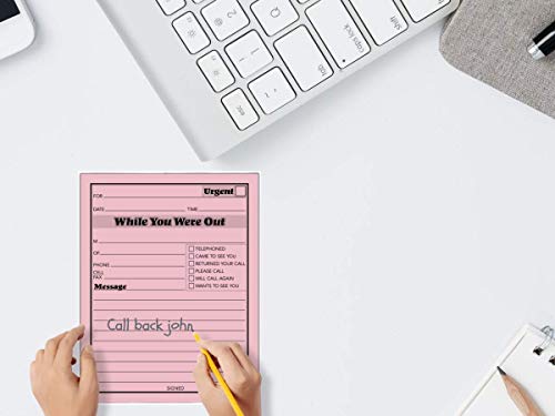 1InTheOffice Message pad While You Were Out Pads, 4.25 x 5.5 Inches, Pink, 50 Sheets/Pad, 12 Pads/Pack, pack of 2