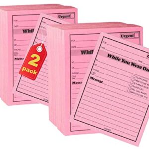 1InTheOffice Message pad While You Were Out Pads, 4.25 x 5.5 Inches, Pink, 50 Sheets/Pad, 12 Pads/Pack, pack of 2