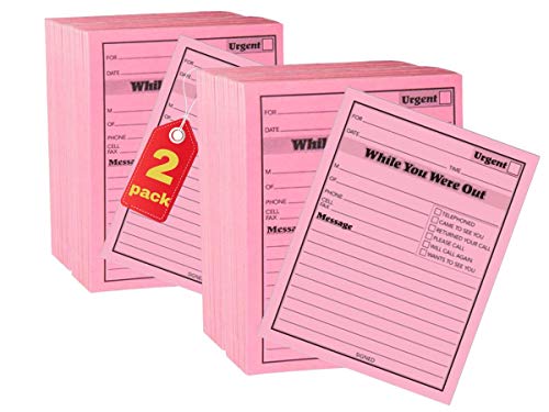 1InTheOffice Message pad While You Were Out Pads, 4.25 x 5.5 Inches, Pink, 50 Sheets/Pad, 12 Pads/Pack, pack of 2