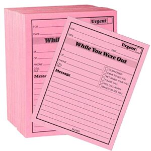 1InTheOffice Message pad While You Were Out Pads, 4.25 x 5.5 Inches, Pink, 50 Sheets/Pad, 12 Pads/Pack, pack of 2