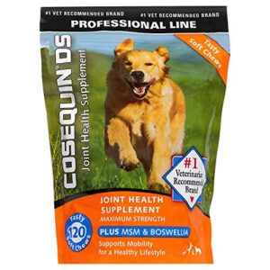 cosequin ds maximum strength plus msm & boswellia joint health for dogs tasty soft chews (120 count)