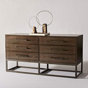 Safavieh Couture Collection Estelle Dark Walnut 6-Drawer Dresser, Ash Brown/Gunmetal