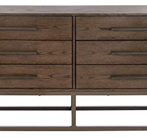 Safavieh Couture Collection Estelle Dark Walnut 6-Drawer Dresser, Ash Brown/Gunmetal