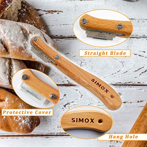 SIMOX Premium Bread Lame, Bread Scorer Blade with Crafted Wooden Handle & 5 Blades, Bread Scoring Tool/Bread Lame with Protective Cover