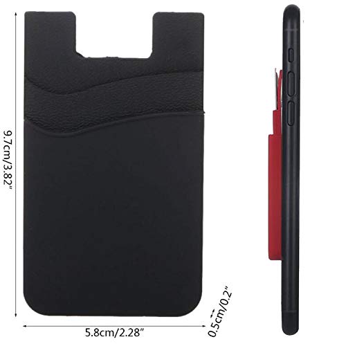 BIAJIYA Card Holder for Back of Phone, Pouch Silicone Wallet Sleeve Pocket Stick-on ID Credit Card for All Smartphones