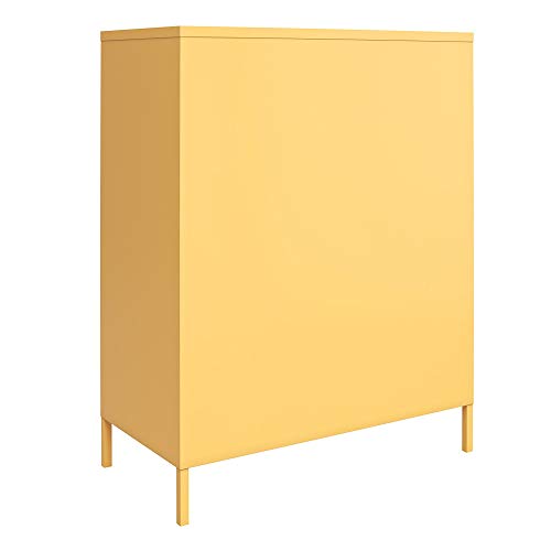 Novogratz Cache 2 Door Metal Locker Storage, Yellow Cabinet