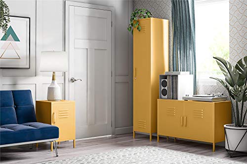 Novogratz Cache 2 Door Metal Locker Storage, Yellow Cabinet