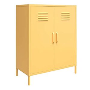 Novogratz Cache 2 Door Metal Locker Storage, Yellow Cabinet