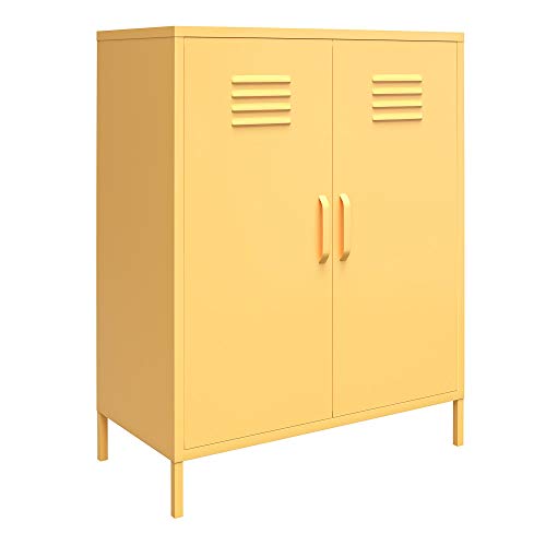 Novogratz Cache 2 Door Metal Locker Storage, Yellow Cabinet