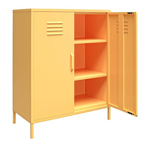 Novogratz Cache 2 Door Metal Locker Storage, Yellow Cabinet