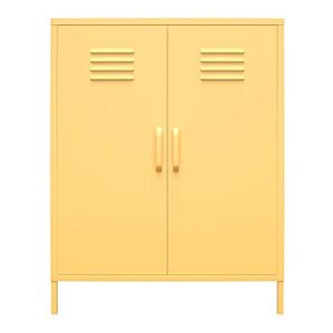 Novogratz Cache 2 Door Metal Locker Storage, Yellow Cabinet