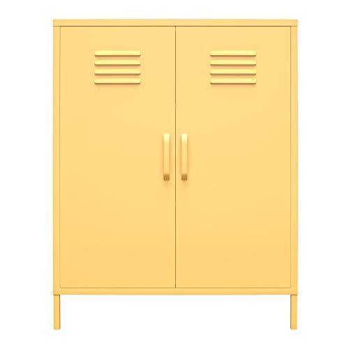 Novogratz Cache 2 Door Metal Locker Storage, Yellow Cabinet