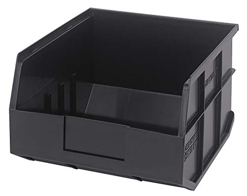 Quantum Storage K-SSB425BK-3 3-Pack Stackable Plastic Shelf Bin, 12" x 11" x 7", Black