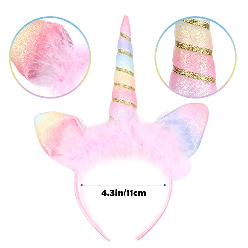 Girls Unicorn Wings with Headband Cute Feather Angel Wings Halloween Costume Accessories Cosplay Dress up Birthday Decorations