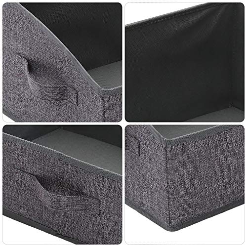 TENABORT 4 Pack Trapezoid Large Foldable Closet Storage Bins with Handle, Fabric Storage Organizer Cube Cloth Containers Linen Box Shelf Baskets for Clothes Clothing Shelves Wardrobe