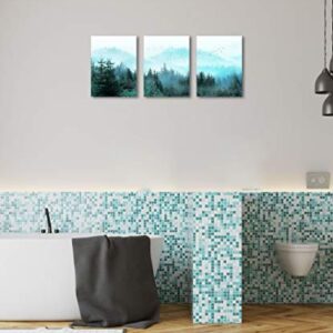 Mofutinpo Canvas Wall Art Fresh Fog Forest Modern Nature Wall Decor for Bedroom Bathroom Living Room Stretched and Framed Ready to Hang 12x16 Each Panel