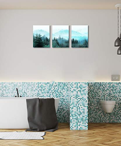 Mofutinpo Canvas Wall Art Fresh Fog Forest Modern Nature Wall Decor for Bedroom Bathroom Living Room Stretched and Framed Ready to Hang 12x16 Each Panel