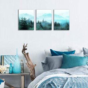 Mofutinpo Canvas Wall Art Fresh Fog Forest Modern Nature Wall Decor for Bedroom Bathroom Living Room Stretched and Framed Ready to Hang 12x16 Each Panel