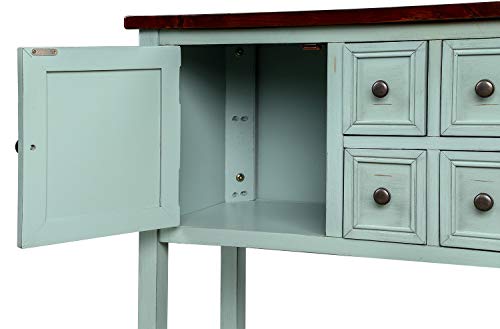 Danxee Wood Buffet Storage Cabinet Console Table with Storage Shelf 4 Storage Drawers and Cabinets Living Room Kitchen Dining Room Furniture (Antique Blue)