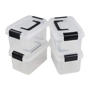 ortodayes plastic storage boxes, 4 pack small clear bins with lids