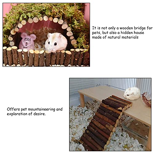 kathson 2 PCS Hamster Wooden Bridge Guinea Pig Ladder Rat Chew Toys Wood Ladder Natural Hideout for Small Animal Chinchillas Gerbils Ferret Syrian Hamster Squirrel