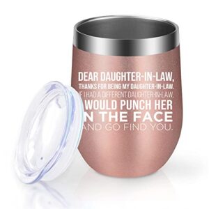 GSPY Wine Tumbler - Daughter in Law Gifts - Dear Daughter in Law Mug - Funny Birthday, Mothers Day Gifts for Daughter in Law - Daughter in Law Gift, Future Daughter in Law Gifts from Mother in Law