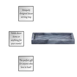 47th & Main Elegant Marble Tray 13 x 6.3-inches, Grey Rectangle