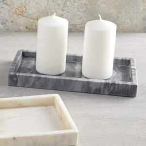 47th & Main Elegant Marble Tray 13 x 6.3-inches, Grey Rectangle