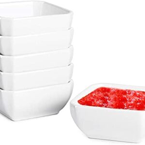 Kopmath Dip Sauce Bowls Set, 3 Oz Ultra-Strong Soy Sauce Dish, Square and Stable, Ceramic Small Bowls for Ketchup Condiment Side Dish Snack, Dishwasher Safe, Set of 6