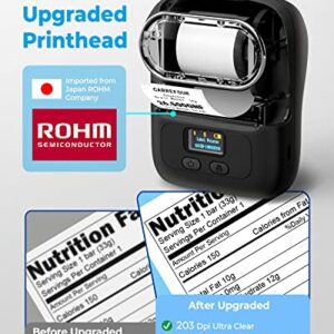 Phomemo Barcode Printer M110 Label Printer, Upgraded Bluetooth Portable Thermal Label Maker for Small Business, Address, Office, Home for Phone; for PC/Mac(USB), with 100pcs Labels, Ebony Black