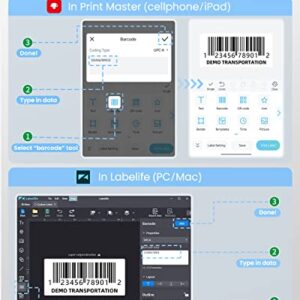 Phomemo Barcode Printer M110 Label Printer, Upgraded Bluetooth Portable Thermal Label Maker for Small Business, Address, Office, Home for Phone; for PC/Mac(USB), with 100pcs Labels, Ebony Black