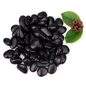 [18 pounds] black pebbles aquarium gravel river rock, natural polished decorative gravel,garden outdoor ornamental river pebbles rocks,black stones，polished gravel for landscaping vase fillers (black)