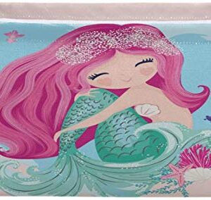 Moudou Mermaid Laundry Basket Square Collapsible Laundry Hamper Clothes Toys Storage Bin with Handles for Bedroom, Closet, Nursery, Dorm, Home Decor